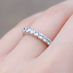 10k White Gold 7 Stone CZ Stack Ring, 10k CZ Wedding Band, 10k CZ ...