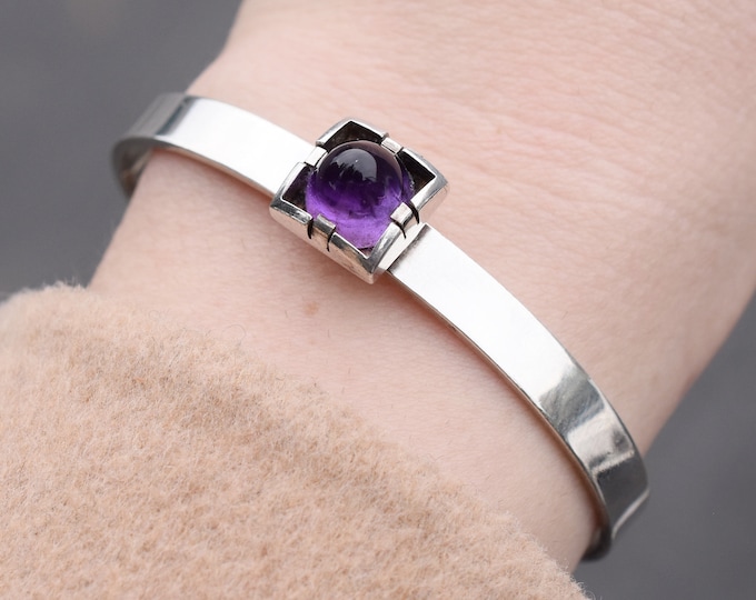 Sterling Silver Signed SVEN HAUGAARD Scandinavian Amethyst Cuff ...