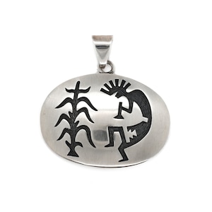 Sterling Silver Native American Hopi Overlay Kokopelli Pendant ...
