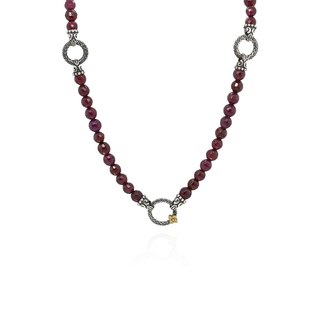 Sterling Silver and 18k Yellow Gold Barbara Bixby Garnet Bead Necklace ...