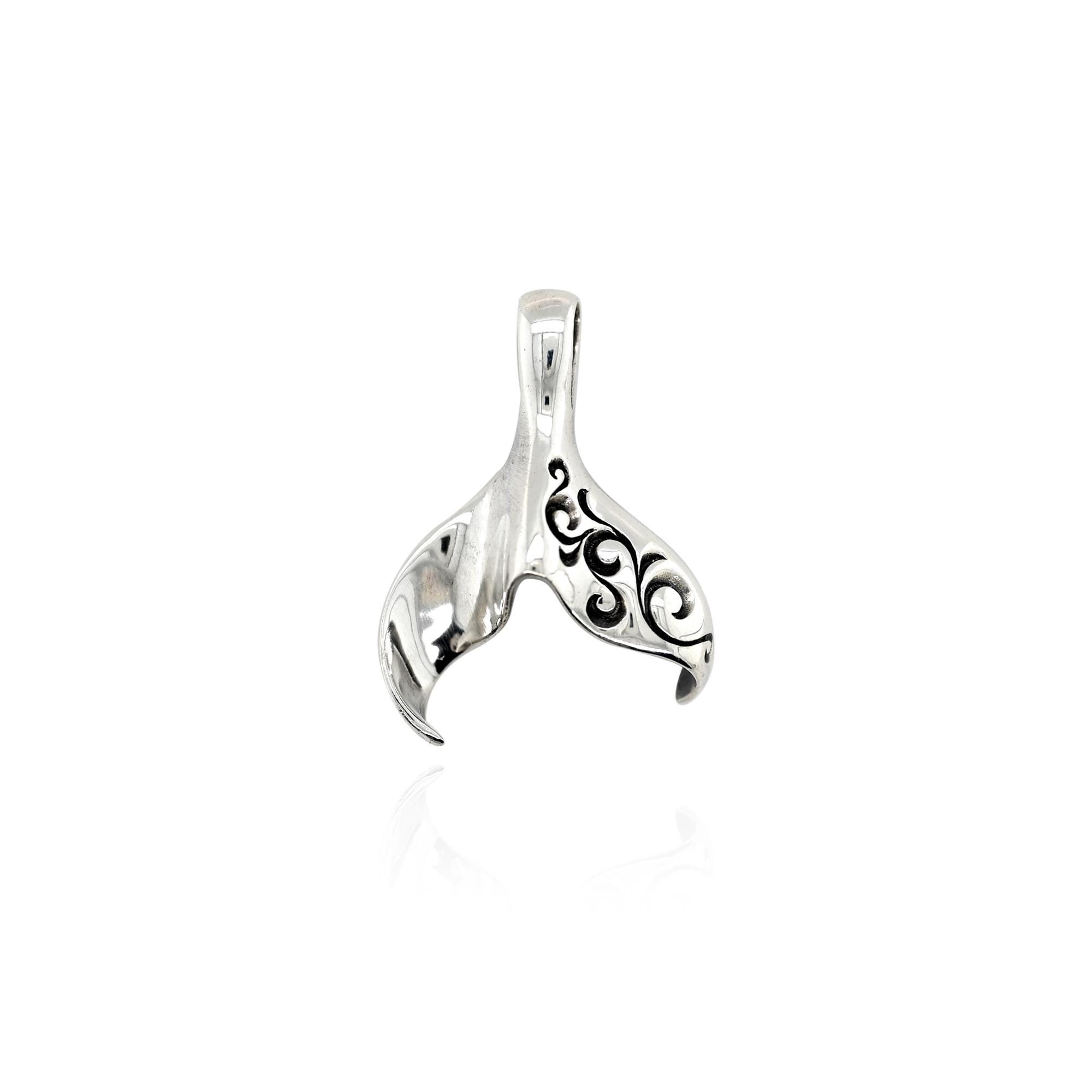 Sterling Silver Swirl Design Whale Tail Necklace, Sterling Whale Tail ...
