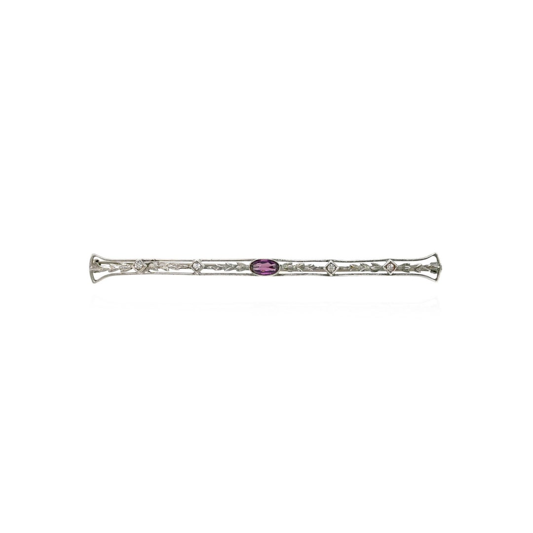 Antique Sterling Silver EIF & CO Purple Gemstone Bar Pin, Antique ...
