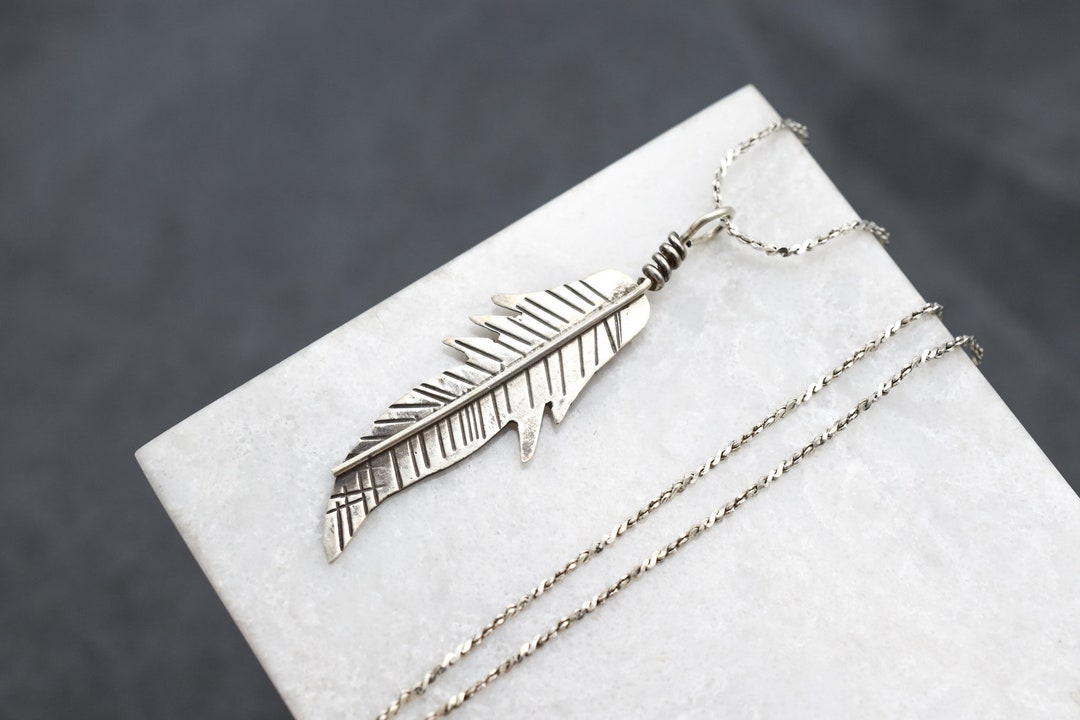 Sterling Silver Native American Feather Necklace, Sterling Silver ...