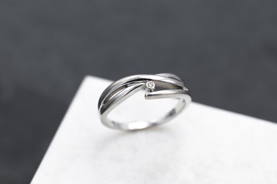 Sterling Silver Modern Diva Designer Diamond Ring, Mo… - Gem