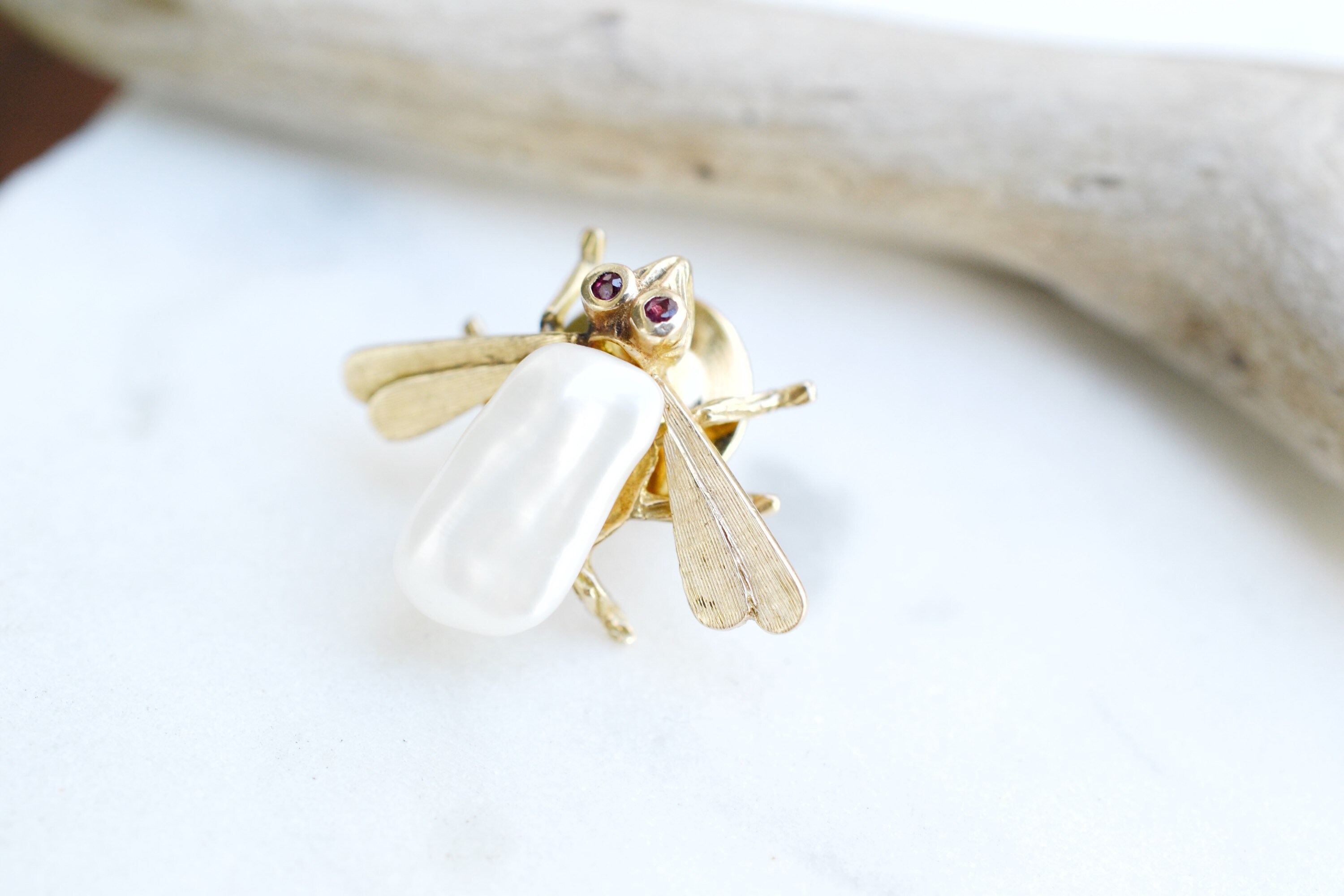 Antique 14k Yellow Gold Baroque Pearl Bug Brooch Antique | Etsy