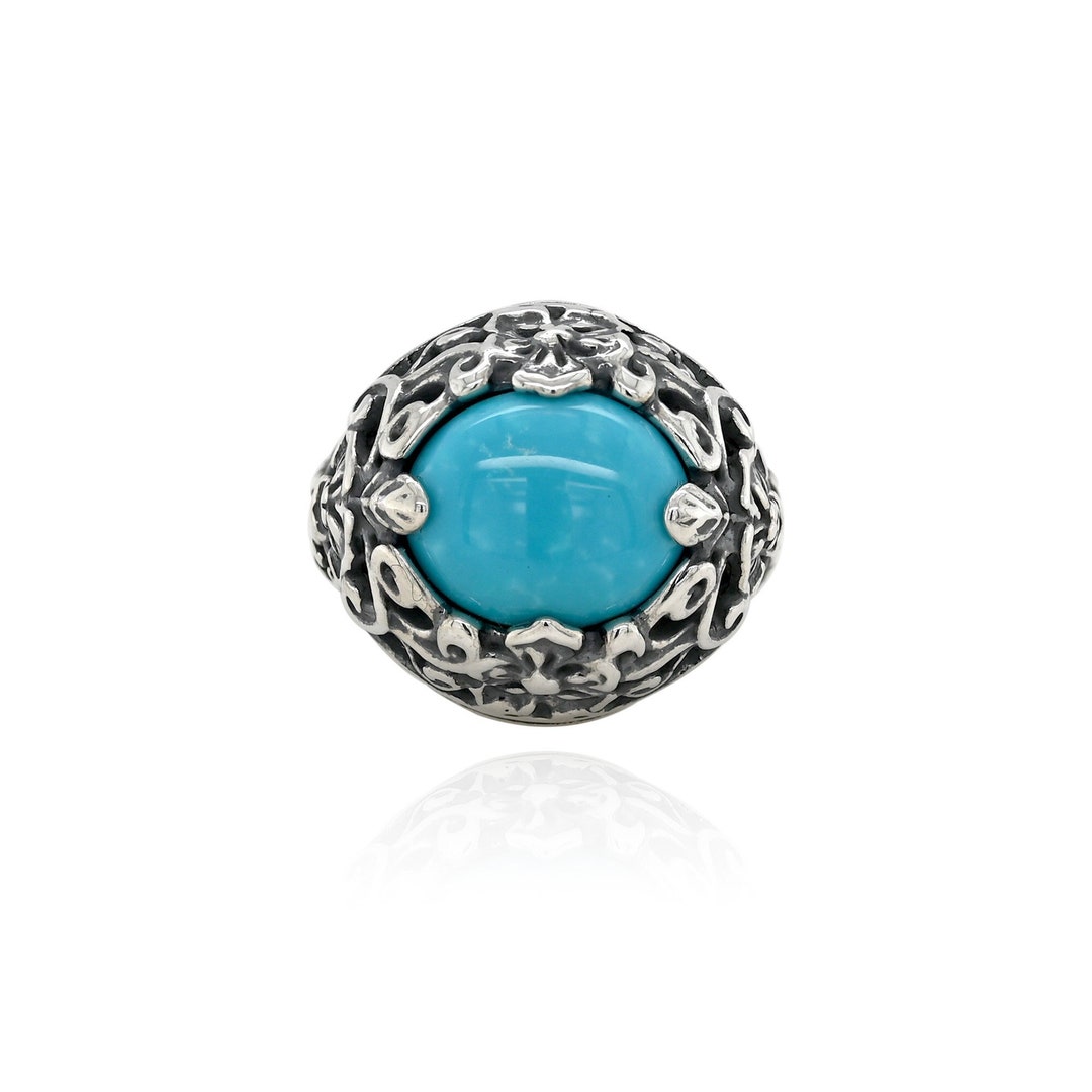 Sterling Silver American West Turquoise Flower Ring, Relios Turquoise ...