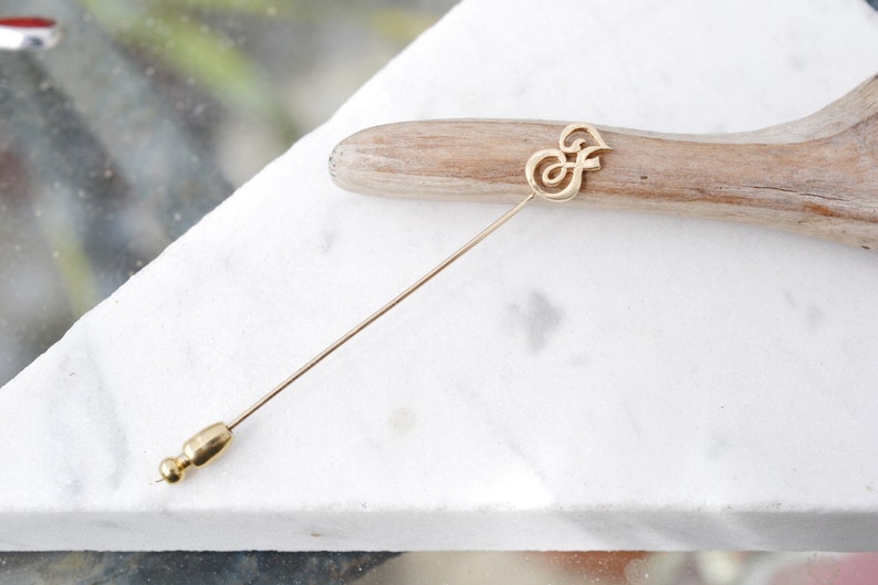 14k Yellow Gold Letter J Stick Pin 14k Stick Pin J Jewelry | Etsy