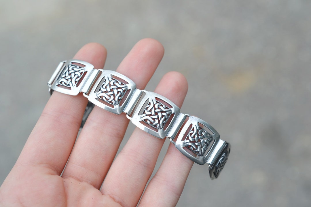 Sterling Silver Celtic Knot Panel Bracelet, Sterling Celtic Bracelet ...