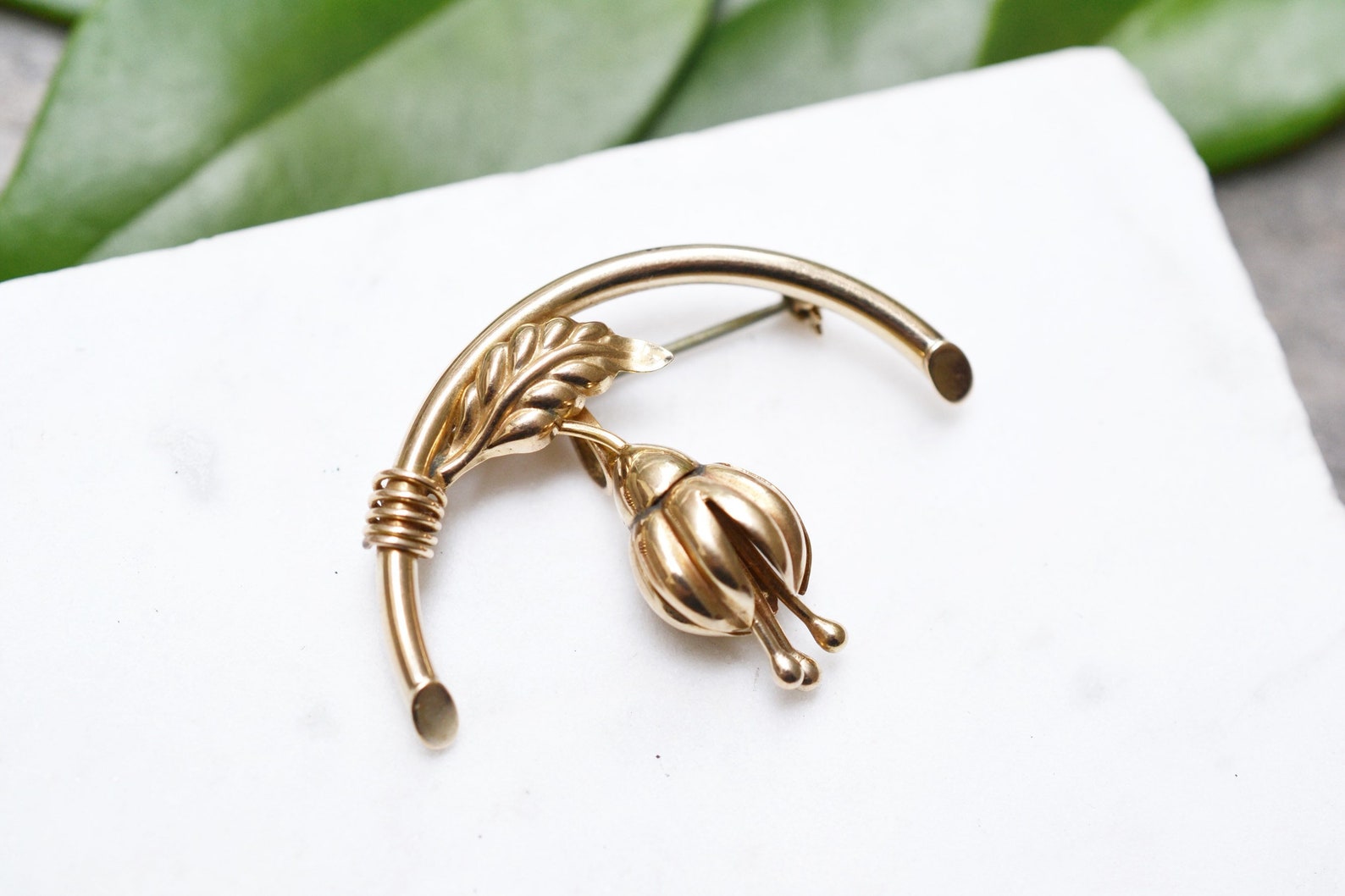 10k Yellow Gold Antique Floral Brooch Yellow Gold Flower - Etsy