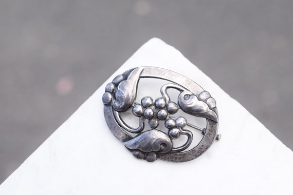 Sterling Silver Signed GEORG JENSEN Denmark Grape Bro… - Gem
