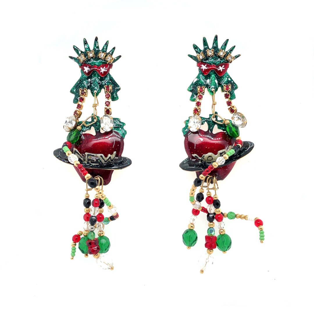 RARE Lunch at the Ritz "lady Takes a Bite" New York Statement Earrings ...