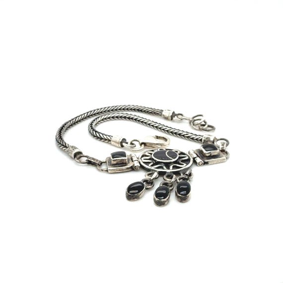 RARE Sterling Silver VICTOR YURIVILCA Onyx Inlay Ankl… - Gem