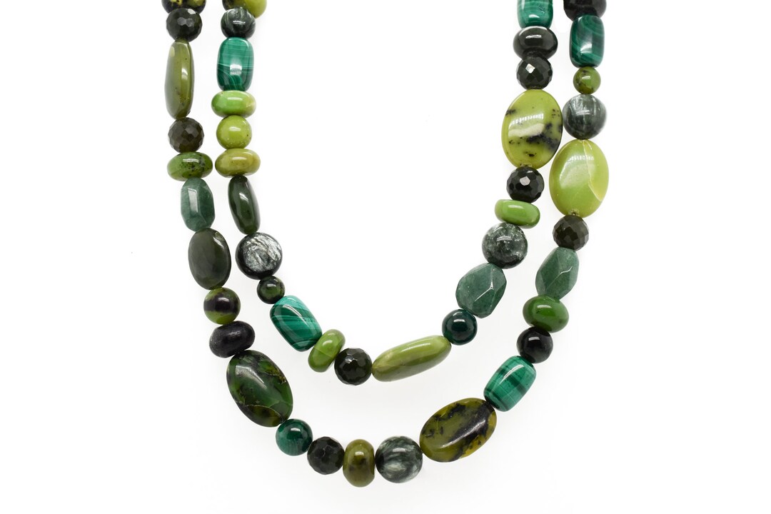 Relios Sterling Silver Green Multi Gemstone Beaded Necklace, Relios ...