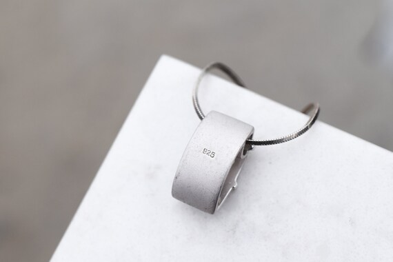 Sterling Silver Modern Matte Textured CZ Necklace, Mo… - Gem