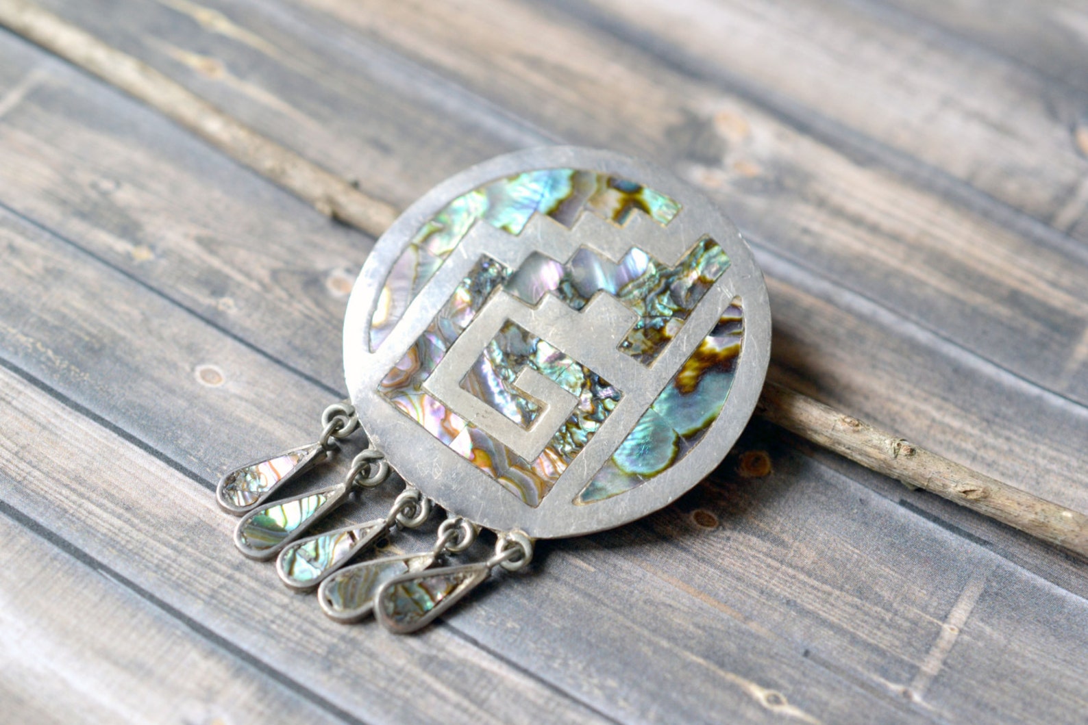 Mexican Sterling Silver Aztec Abstract Dangle Brooch Pin With - Etsy