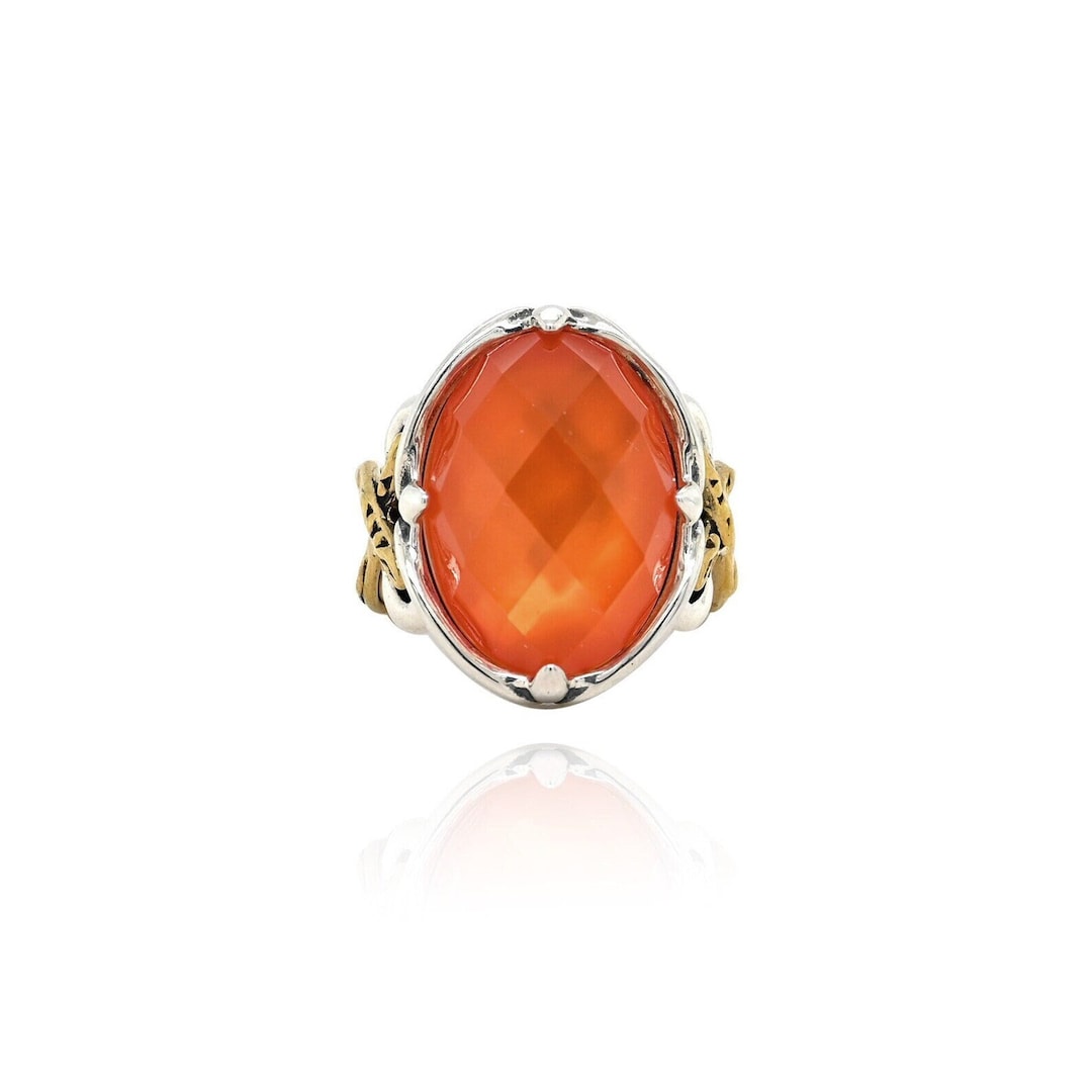 Sterling and Brass Relios Rose Cut Quartz Ring, Western Sterling Ring ...