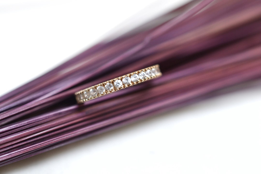 14k Yellow Gold CZ Eternity Band, 14k CZ Wedding Band, 14k CZ Eternity ...