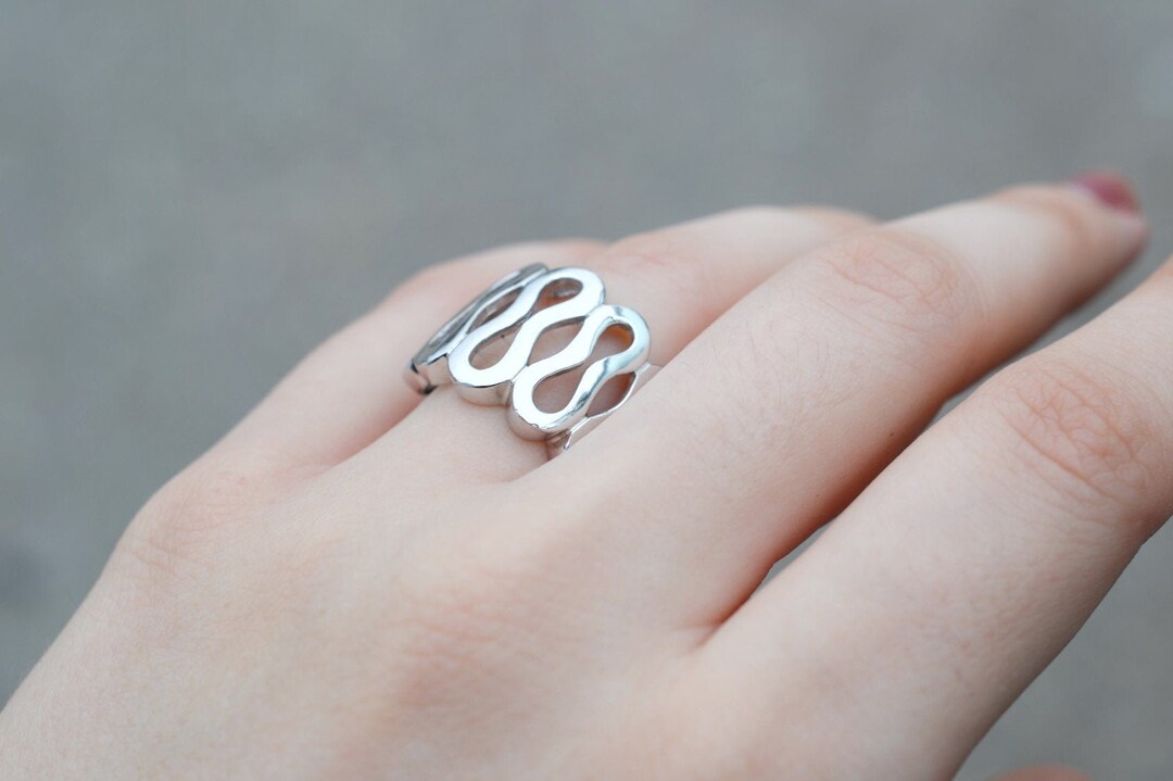 Sterling Silver Squiggle Ring, Abstract Sterling Silver Ring, Sterling ...