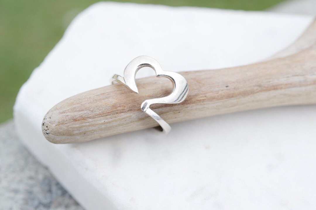 Sterling Silver Open Heart Ring, Heart Shaped Ring, Sterling Heart Ring ...
