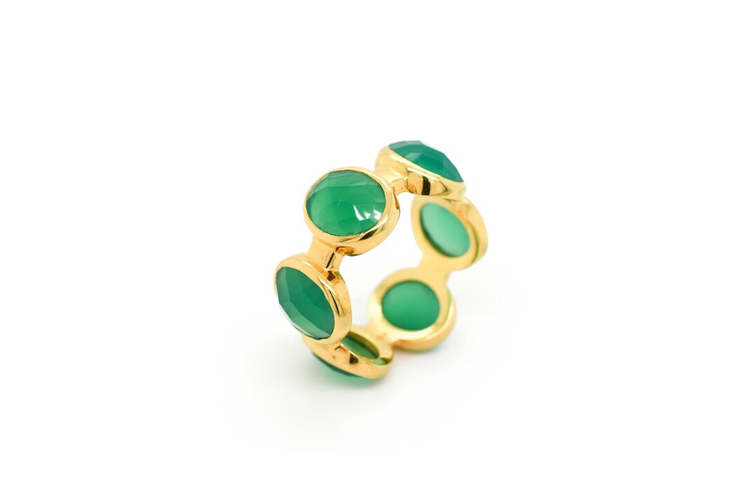 Sterling Gold Overlay SHAANTI JEWELS Green Chalcedony Ring, India ...