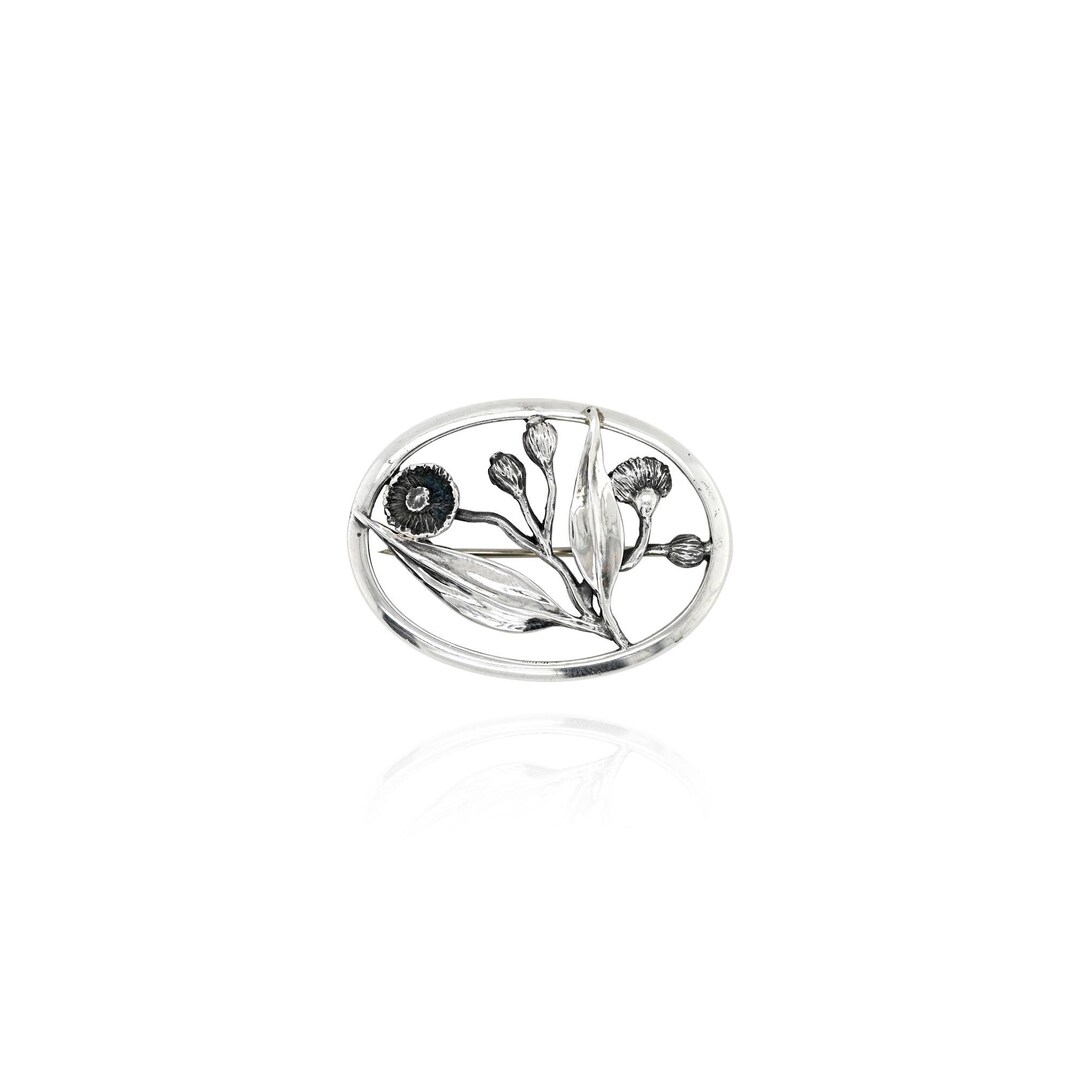Sterling Silver Australian Designer PETER GERTLER Oval Gungurru Brooch ...