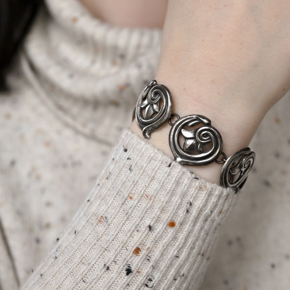 Early Sterling Silver Mexican Bracelet, Antique Sterl… - Gem Early Sterling Silver Mexican Bracelet, Antique Sterl… - Gem