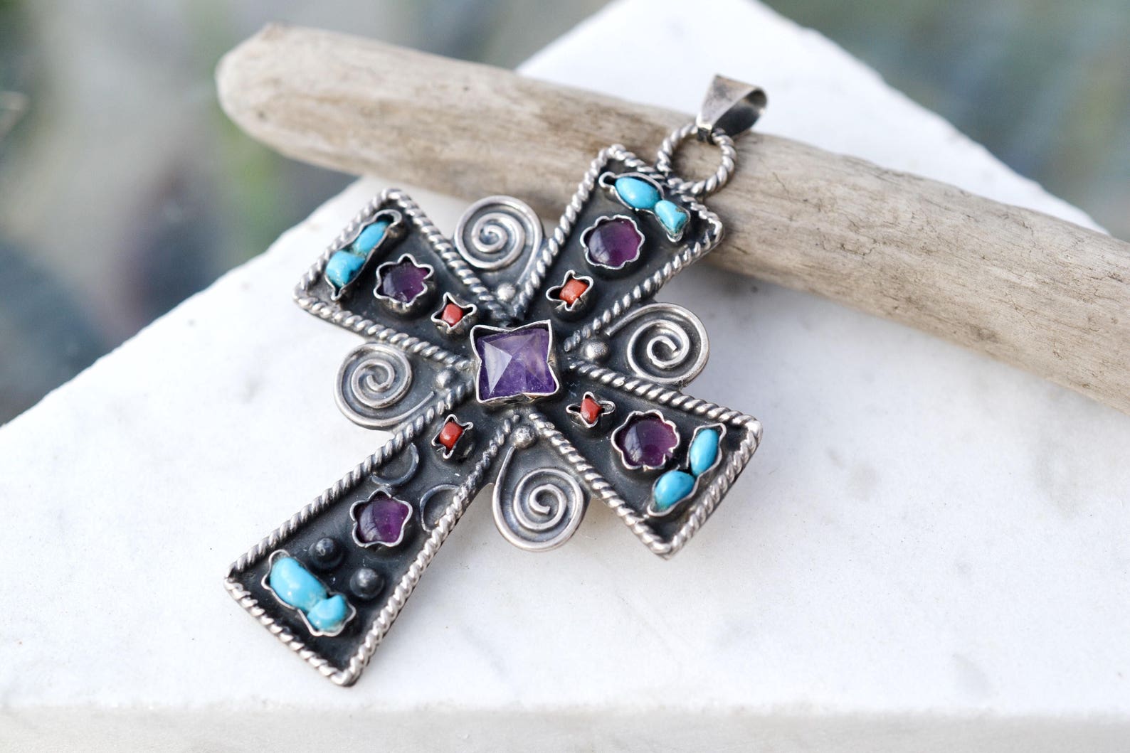 Large Sterling Silver Matl Style Cross Pendant Large Cross | Etsy