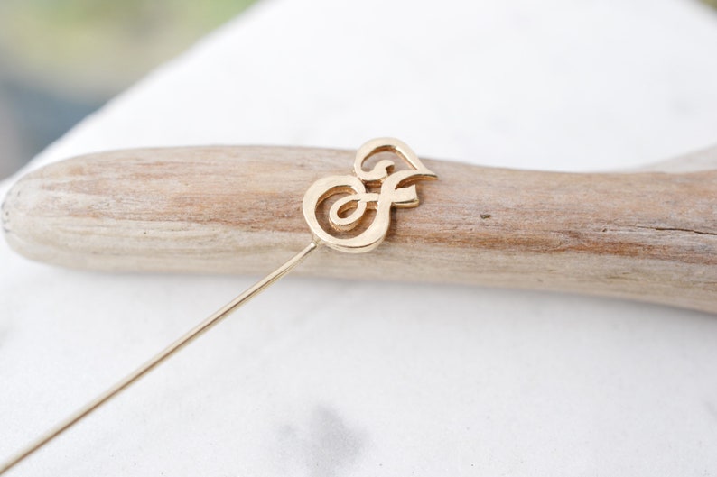 14k Yellow Gold Letter J Stick Pin 14k Stick Pin J Jewelry | Etsy