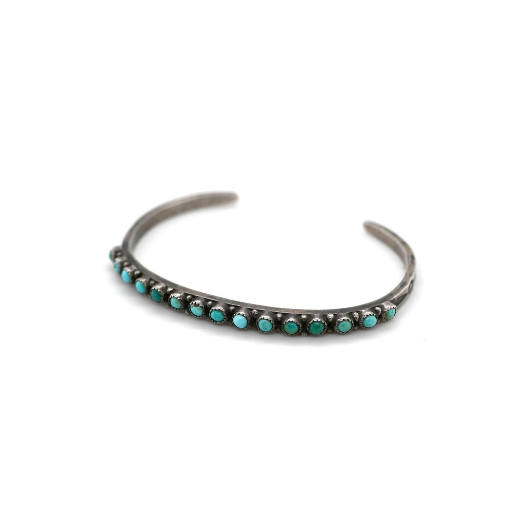 Thin Sterling Native American Turquoise Snake Eye Cuff Bracelet, Navajo ...