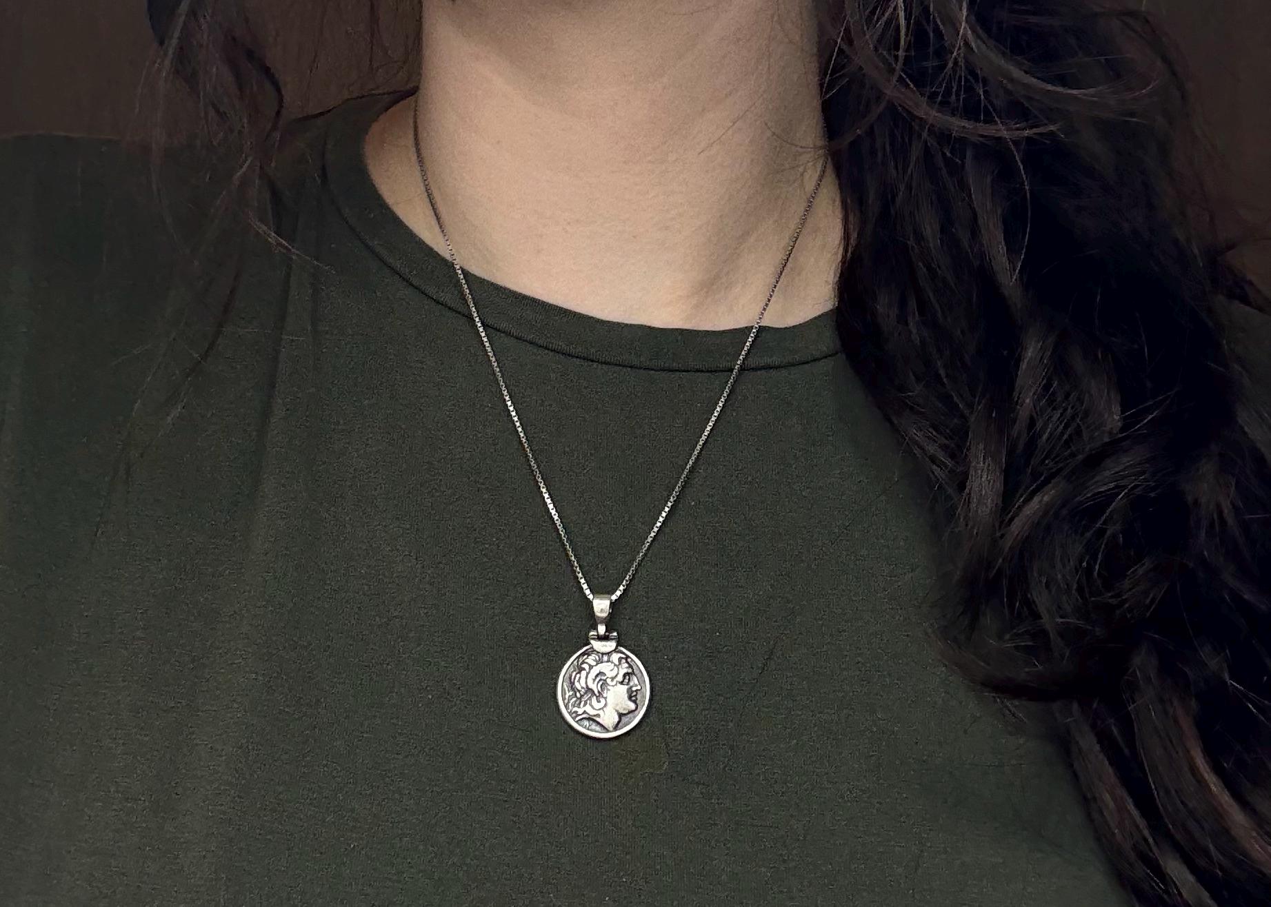 Sterling Silver Alexander the Great Coin Necklace, Coin Jewelry, Old ...