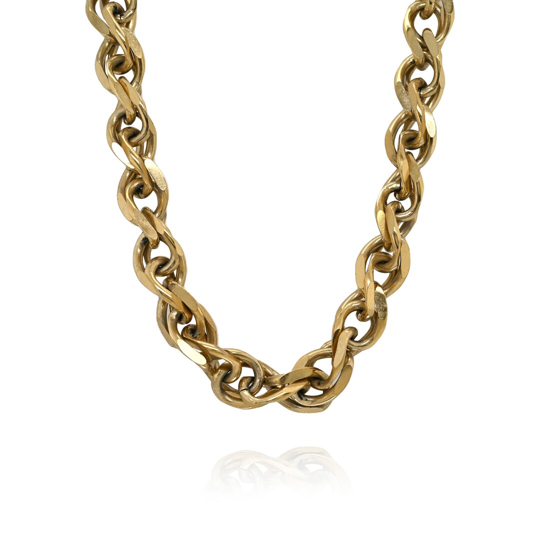 Gold Tone Designer GIVENCHY Chain Necklace, Givenchy Gold Chain, Retro ...