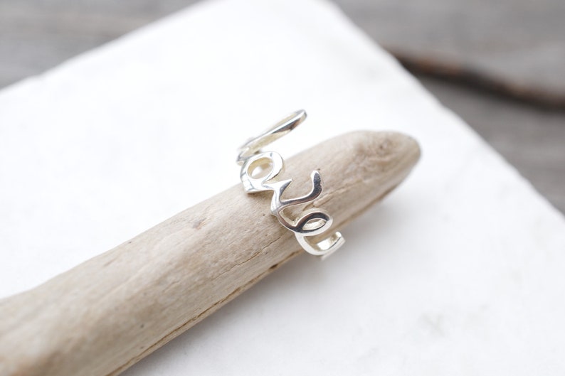 Sterling Silver Cursive Love Ring Love Ring Cursive Ring | Etsy