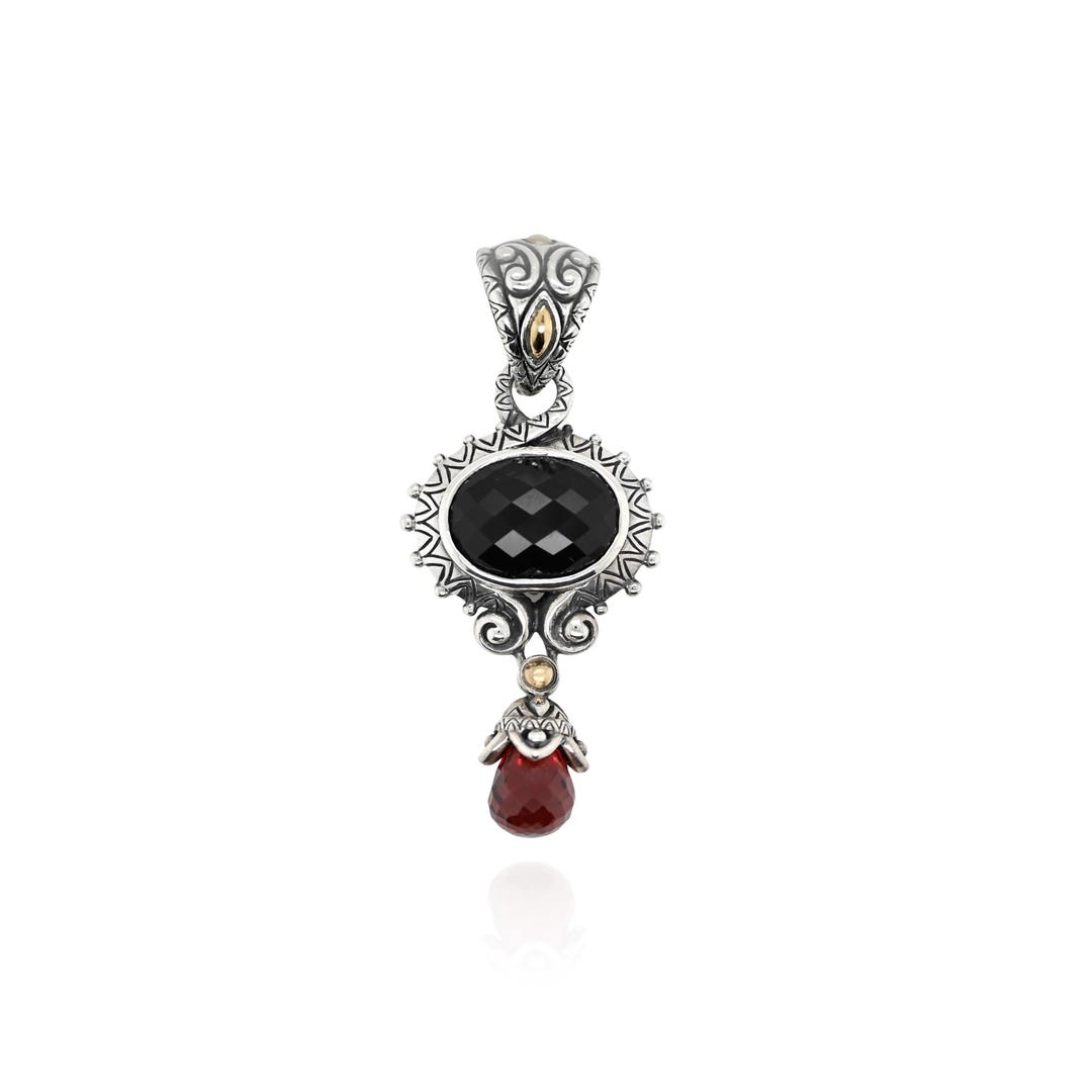 Sterling and 18k Yellow Gold Barbara Bixby Onyx and Garnet Pendant ...