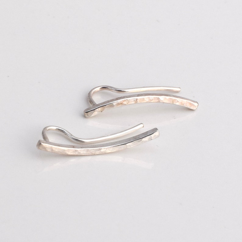 Perfect Ear Climbers Sterling Silver Hammered Shiny - Etsy