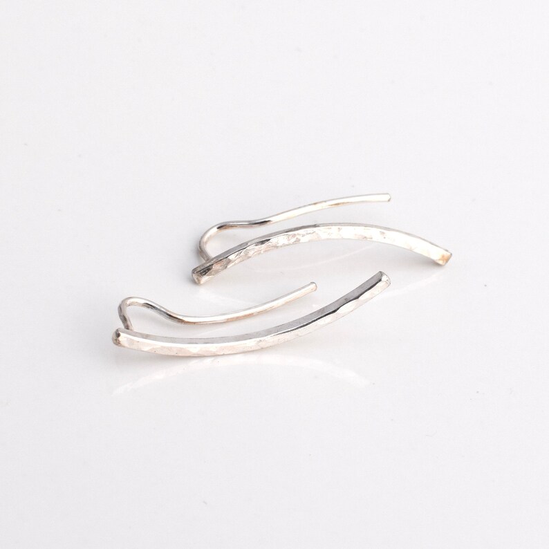 Perfect Ear Climbers Sterling Silver Hammered Shiny - Etsy