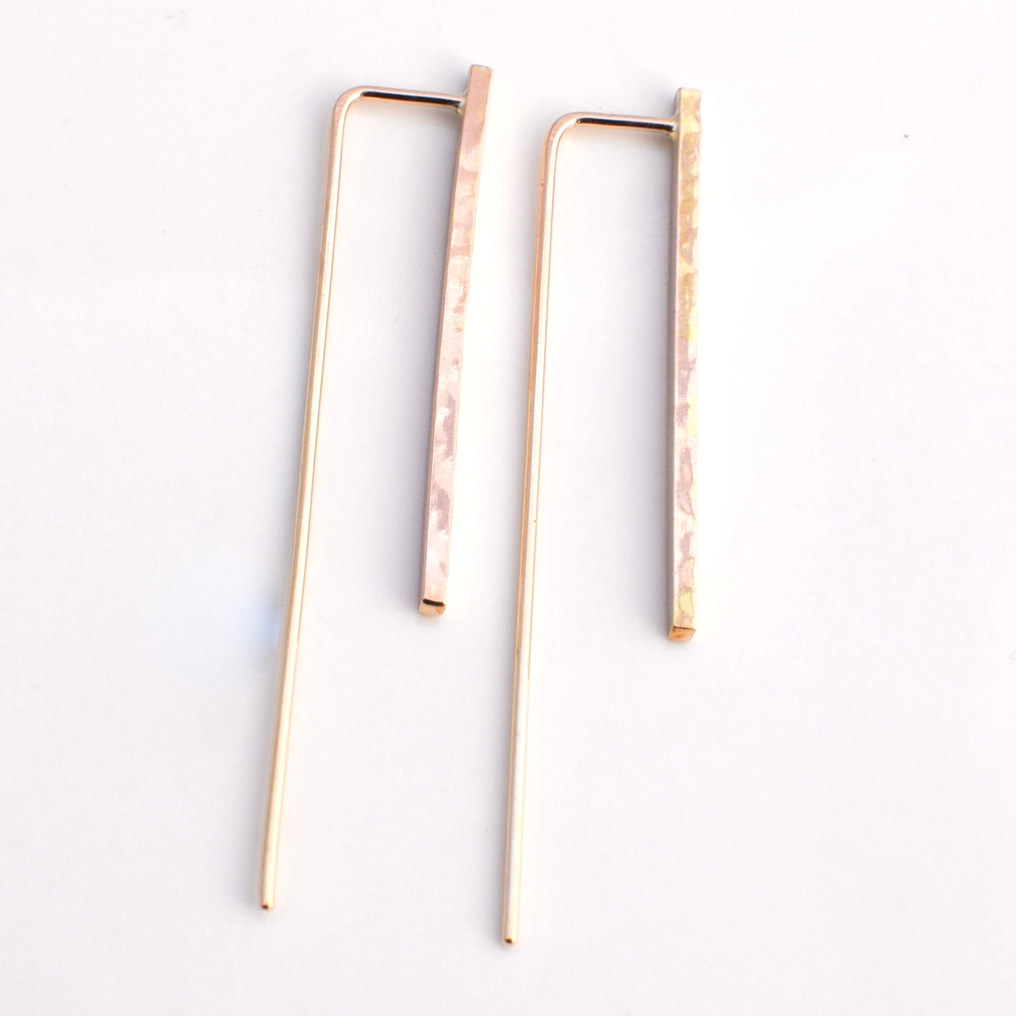 Geometric Ear Threaders - 14 K Yellow or Rose Gold Fill - Unique ...