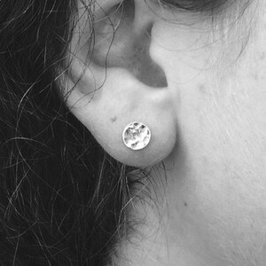 Full Moon Stud Earrings - Sterling Silver Circle Post Earrings ...