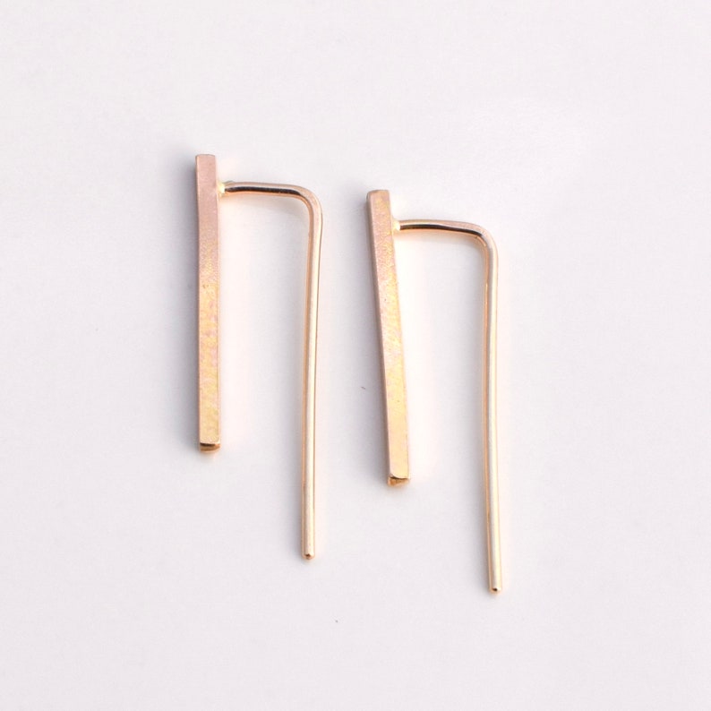 Geometric Ear Threaders - 14 K Yellow or Rose Gold Fill - Unique ...
