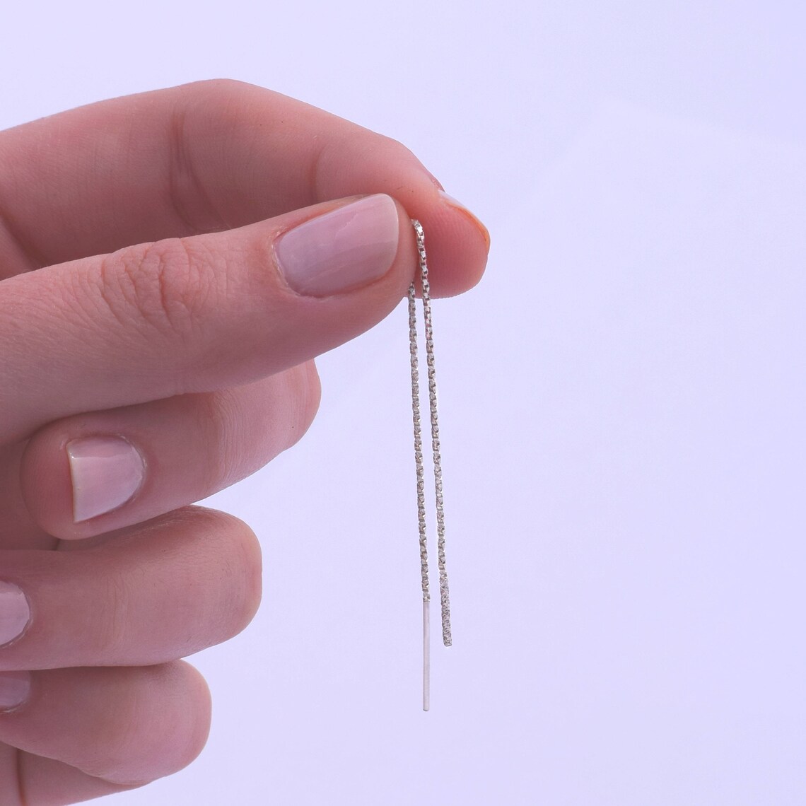 Sparkle Chain Ear Threaders Pull Through Movement Earrings | Etsy