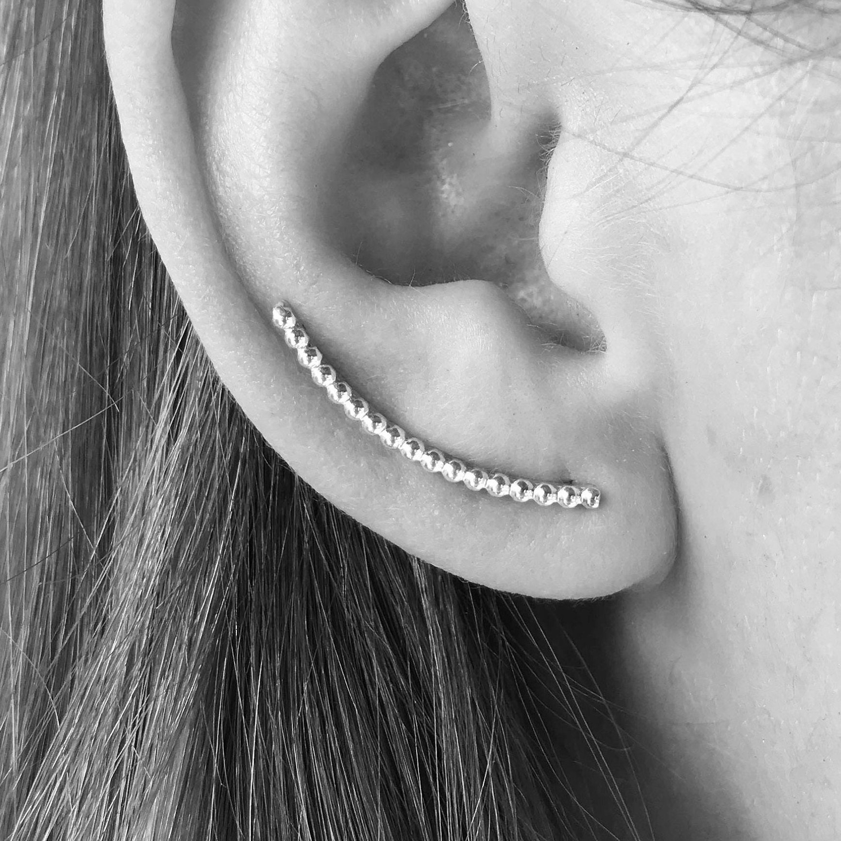 Mini Beaded Ear Climbers Ear Crawler Tiny Sterling Silver | Etsy