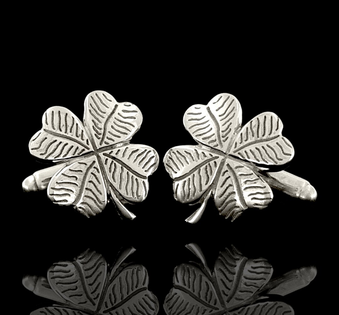 Sterling Silver Four Leaf Clover Cufflinks | Handmade Shamrock ...