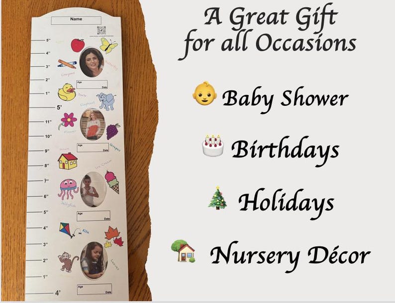 Wood Height Growth Chart for Kids Nursery Wall – 42"x8" Ruler With ...