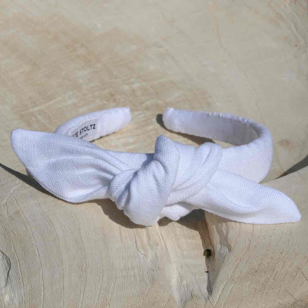 Montauk White Linen Headband With Removable Knot / 2 Widths Available ...