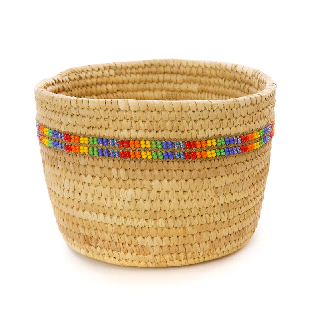 5" X 4" Ngurunit Nomadic Camel Milking Basket Bowl With Rainbow Beaded ...