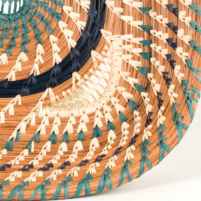 Micaela Basket Lagre Square Basket With Teal Green, Brown and Beige ...