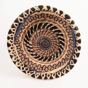Pine Needle and Raffia Maria Luisa Basket With Blue and Brown - Etsy