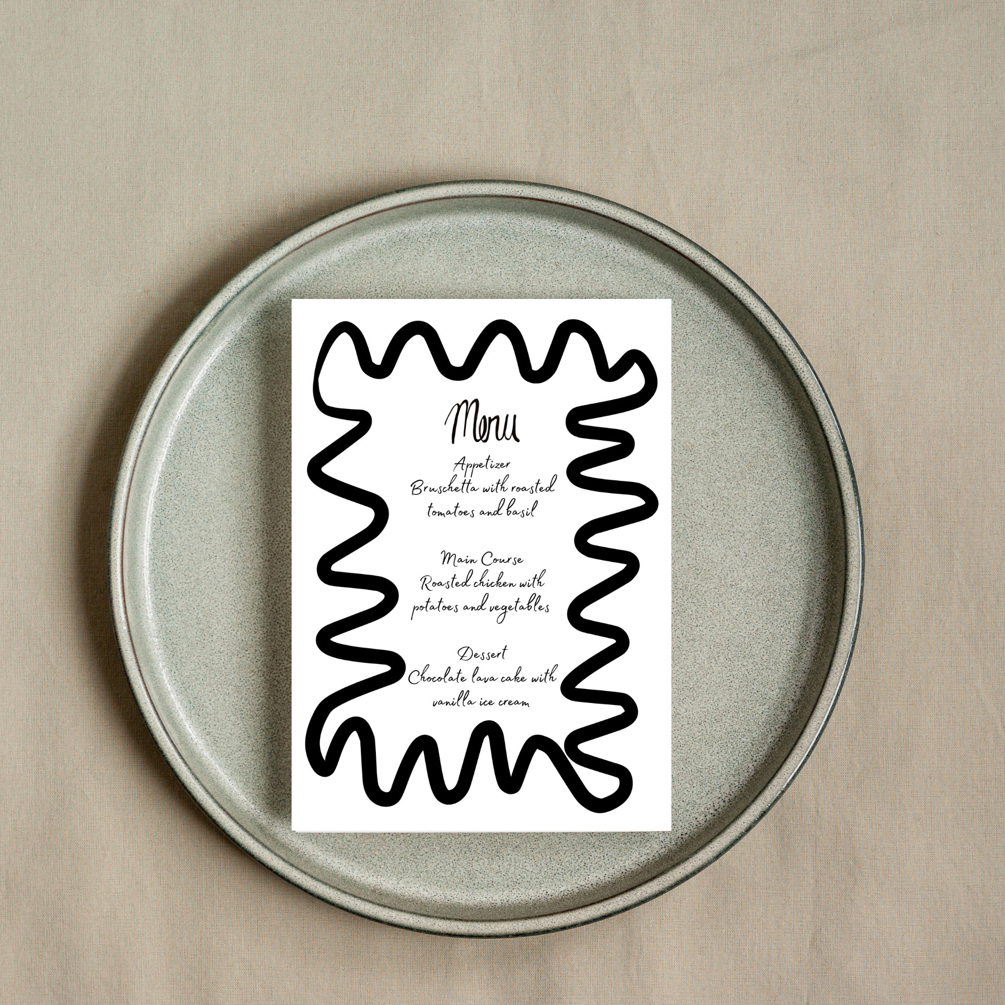 Black Squiggle Border Menu Template Instant Download Editable - Etsy