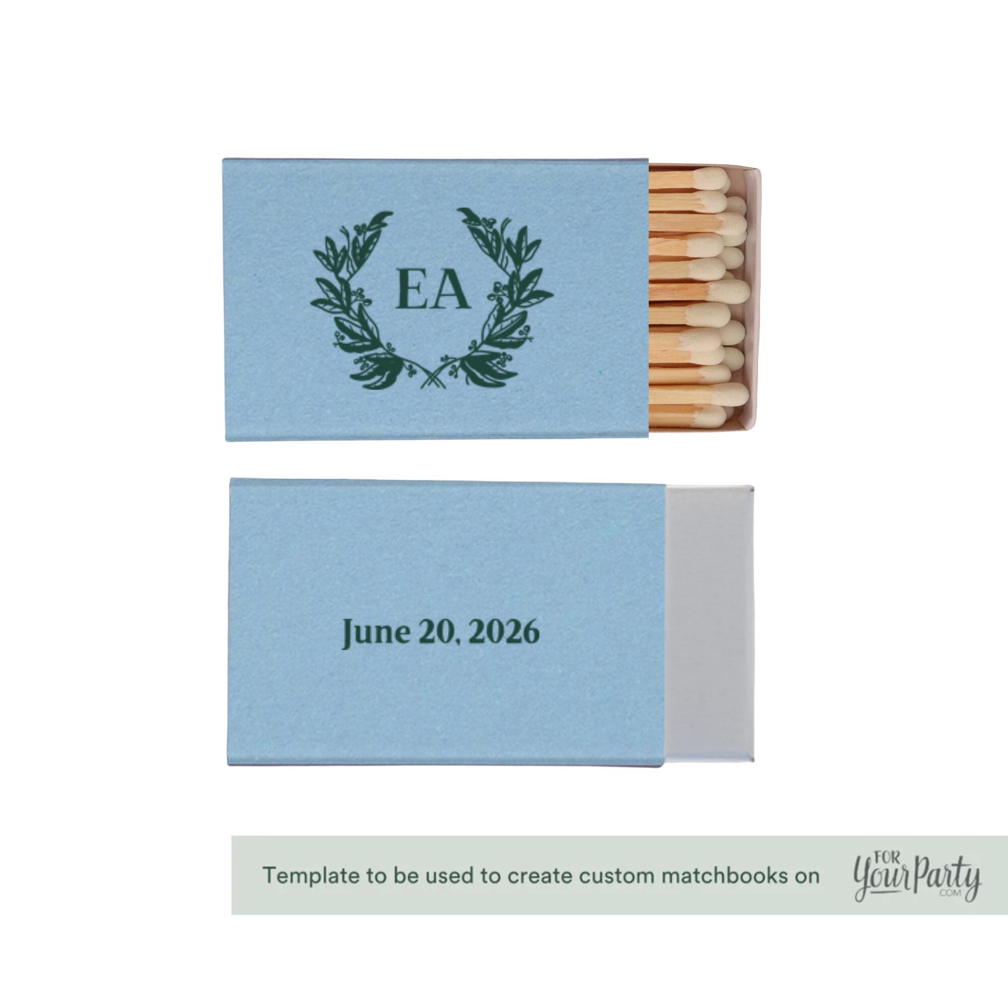 Editable Matchbook Design Template – Monogram, Wedding Matchbooks ...