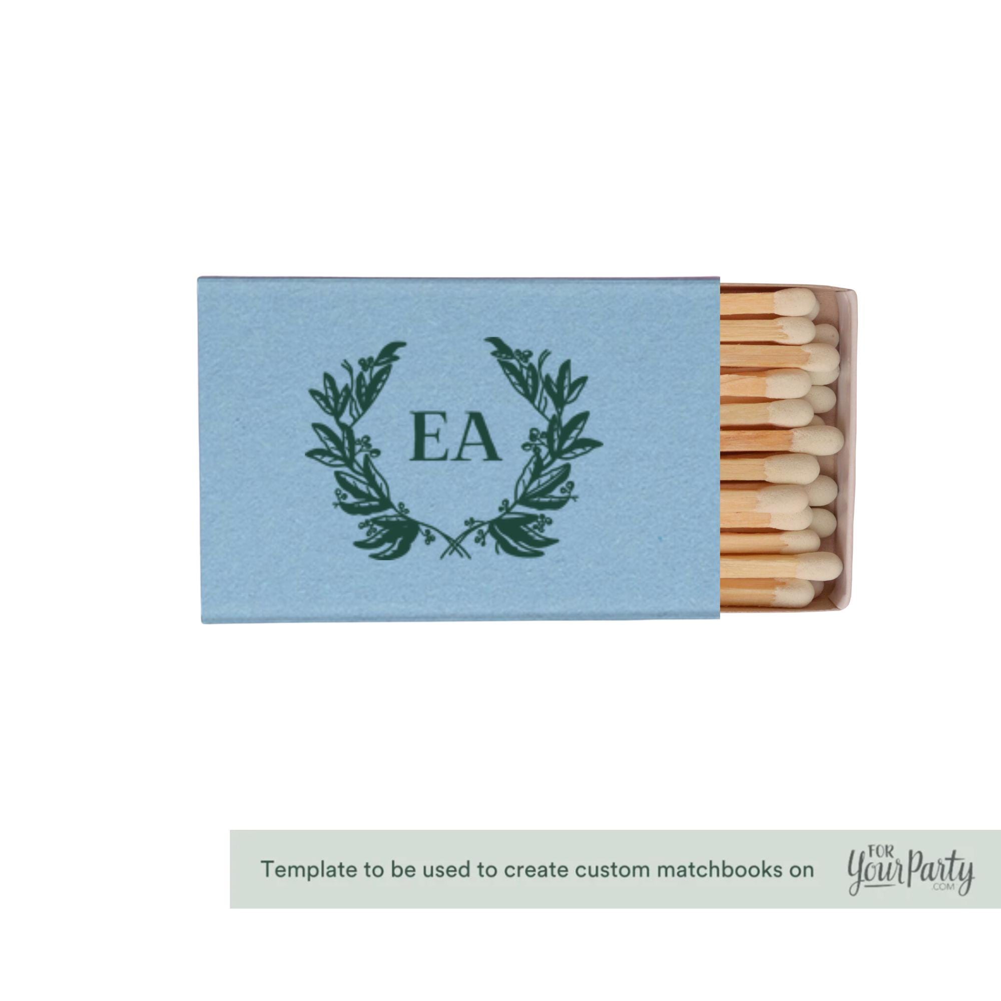 Editable Matchbook Design Template – Monogram, Wedding Matchbooks ...