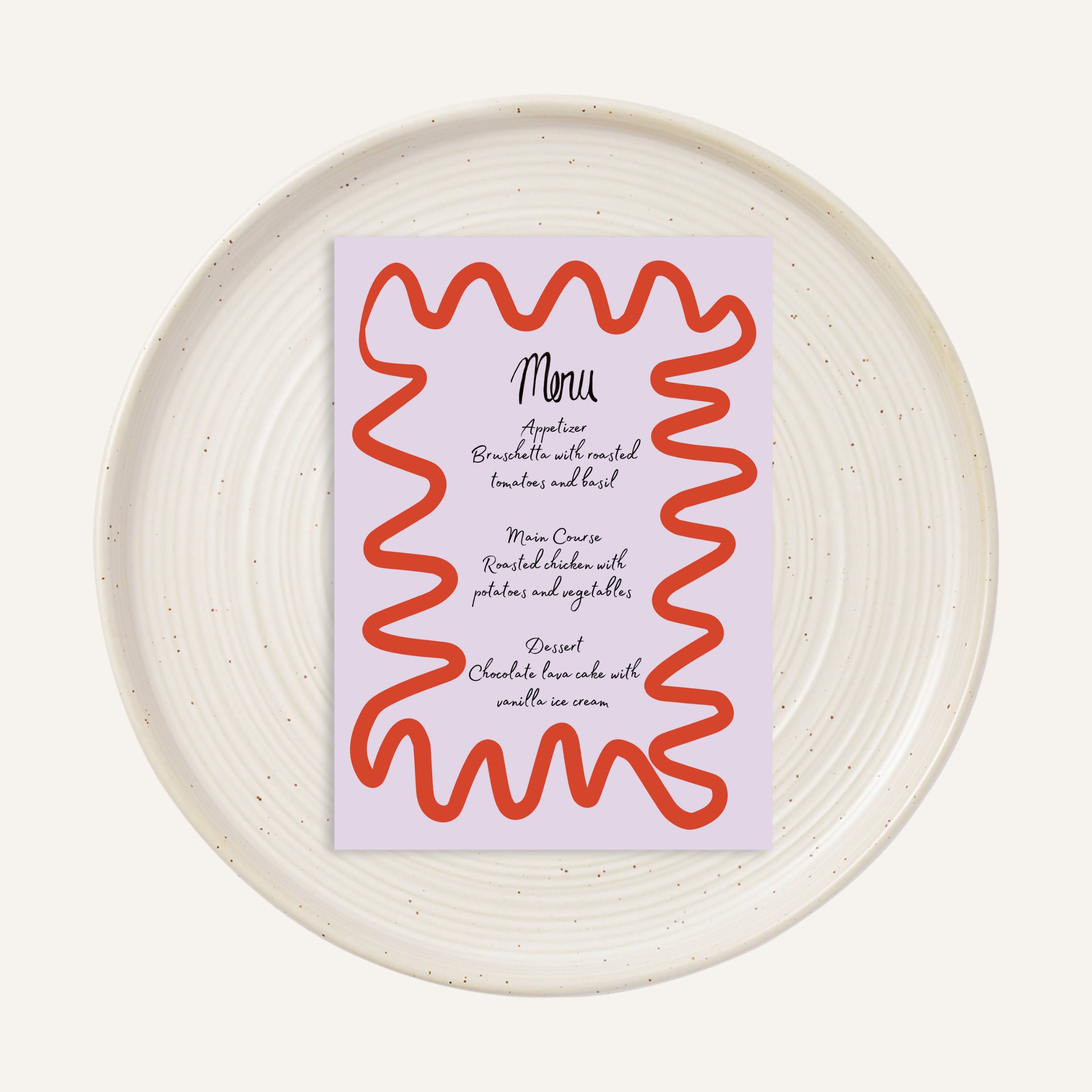 Squiggle Border Menu Template, Instant Download Editable Menu, Colorful ...